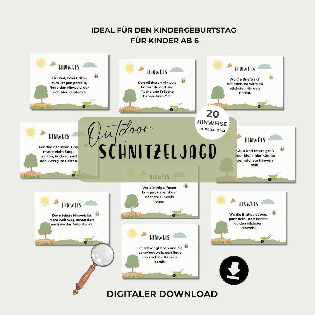 Outdoor Schnitzeljagd Kinder Schatzsuche Garten Schnitzeljagd Garten ...
