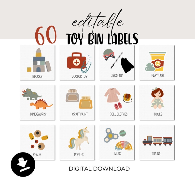 Toy Bin Labels Editable , Toy Box Labels With Picture, Trofast Storage ...