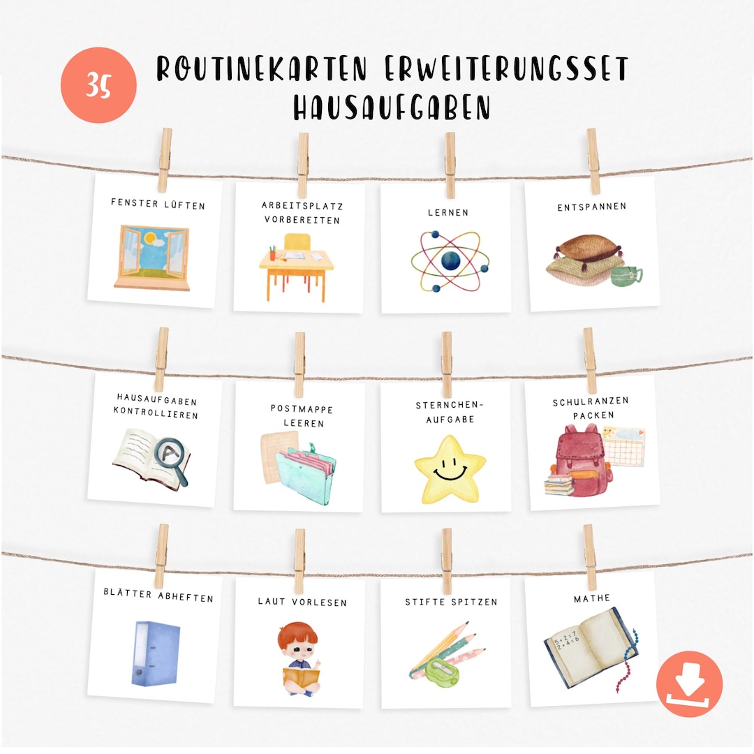 Routine Cards Extension Set Homework for Children, Suitable for Weekly ...