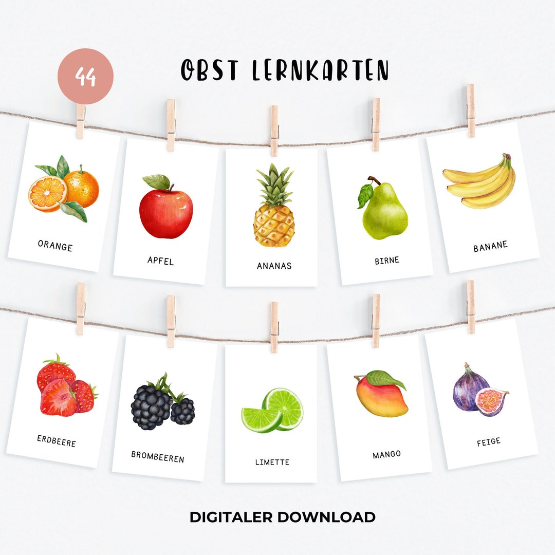 Learning Cards Fruit Fruits Shopping Cards Montessori Flash Cards ...