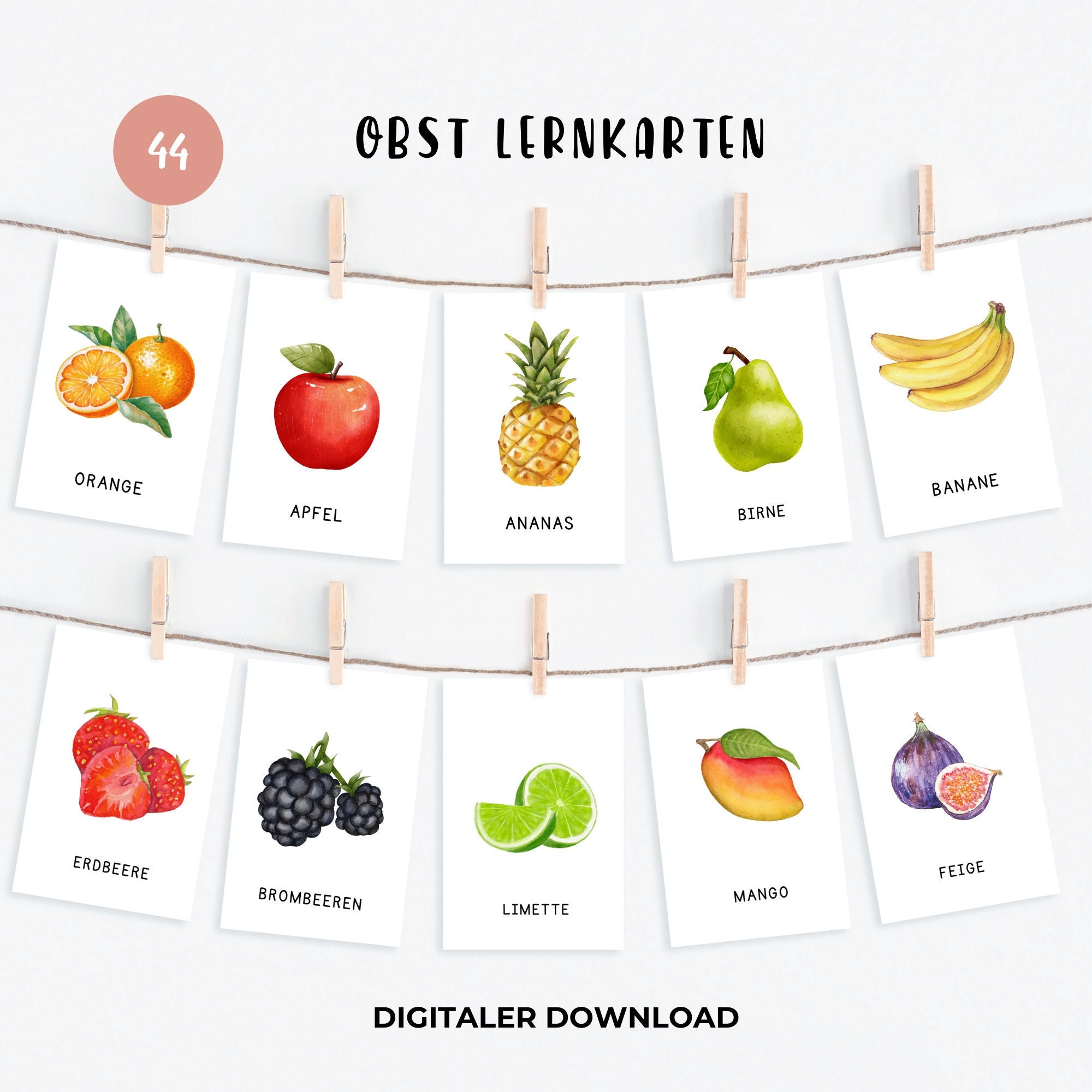 Learning Cards Fruit Fruits Shopping Cards Montessori Flash Cards ...