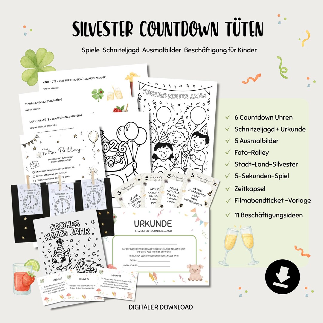 New Year's Eve Countdown Bags, Activity Ideas for Children, Including ...