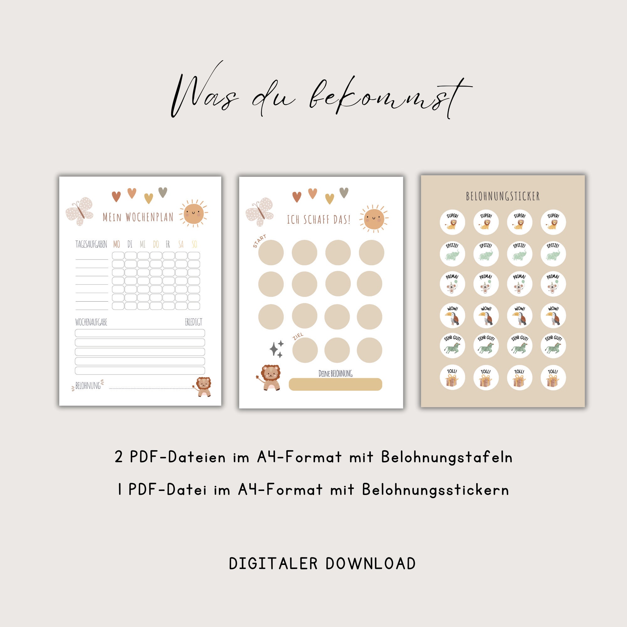 Belohnungsplan, Belohnungstafel Kinder, Wochenplan mit Belohnung für ...