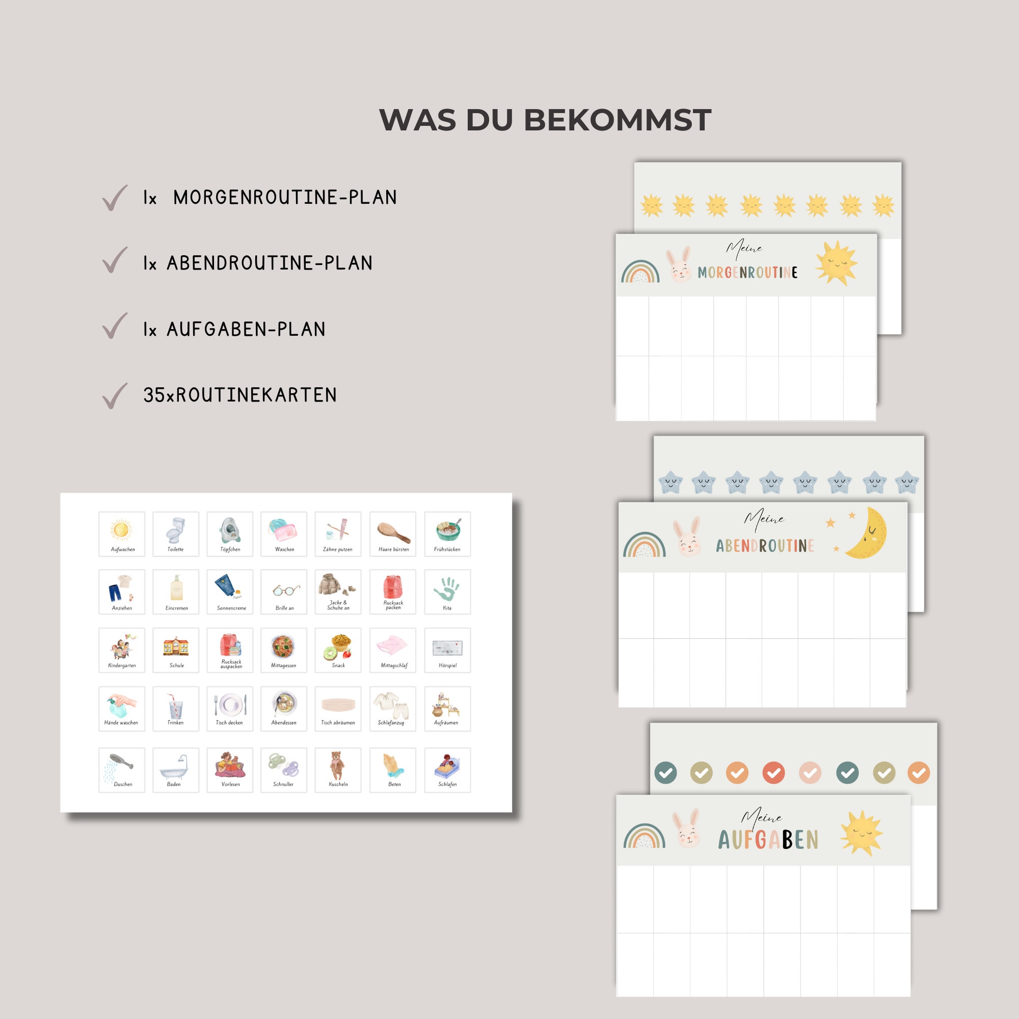 Tagesplan für Kinder, Morgen Abendroutine für Kinder, Routineplan ...