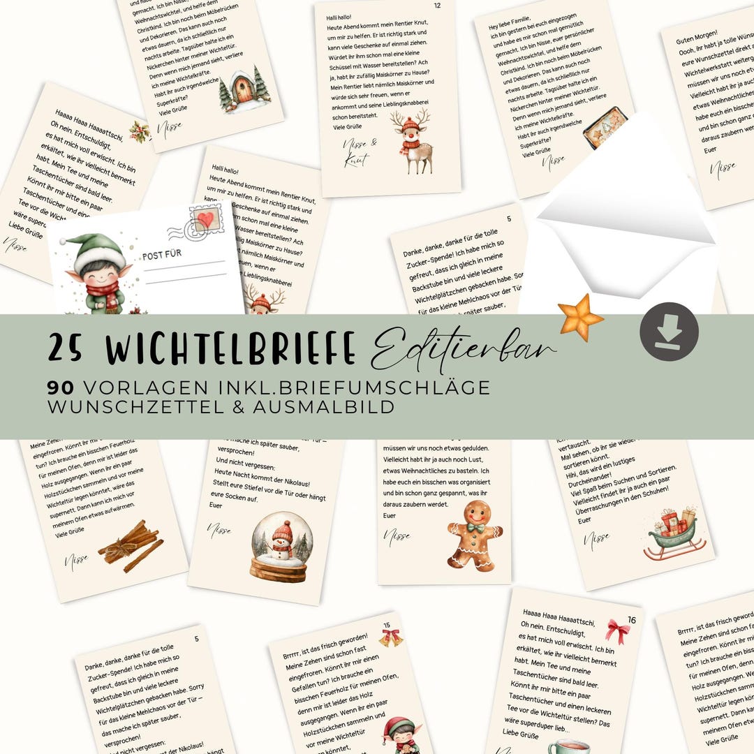Secret Santa Letters With 25 Printable Elf Stories, Christmas Elf ...