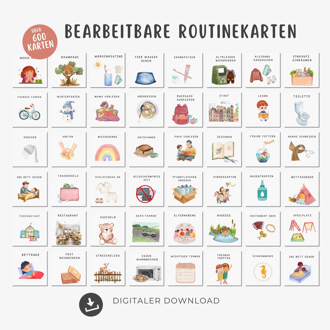 Routine Cards Children's Weekly Plan, Customizable Routine Cards ...