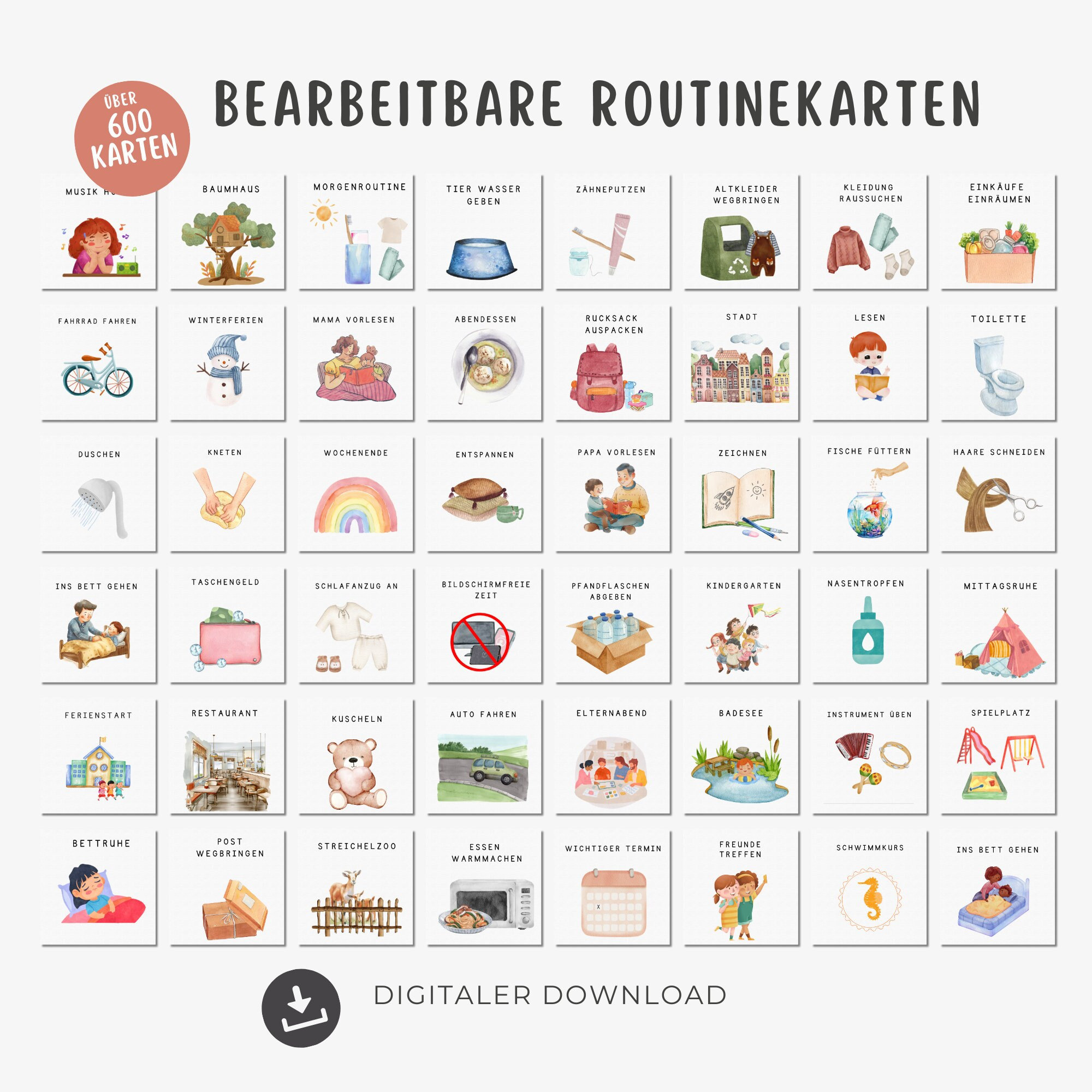 Routinekarten Kinder Wochenplan, anpassbare Routinekarten editierbar ...