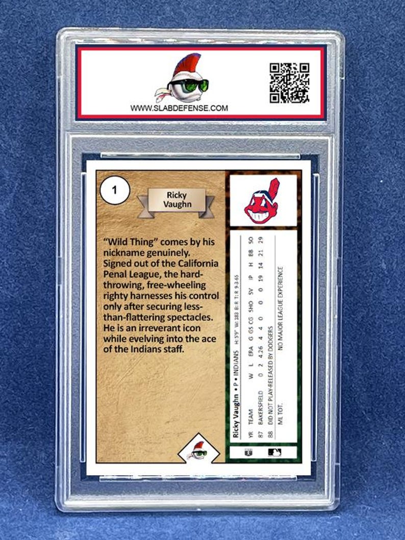 RICKY VAUGHN Major League 1989 Upper Deck Style Novelty Trading Card ...
