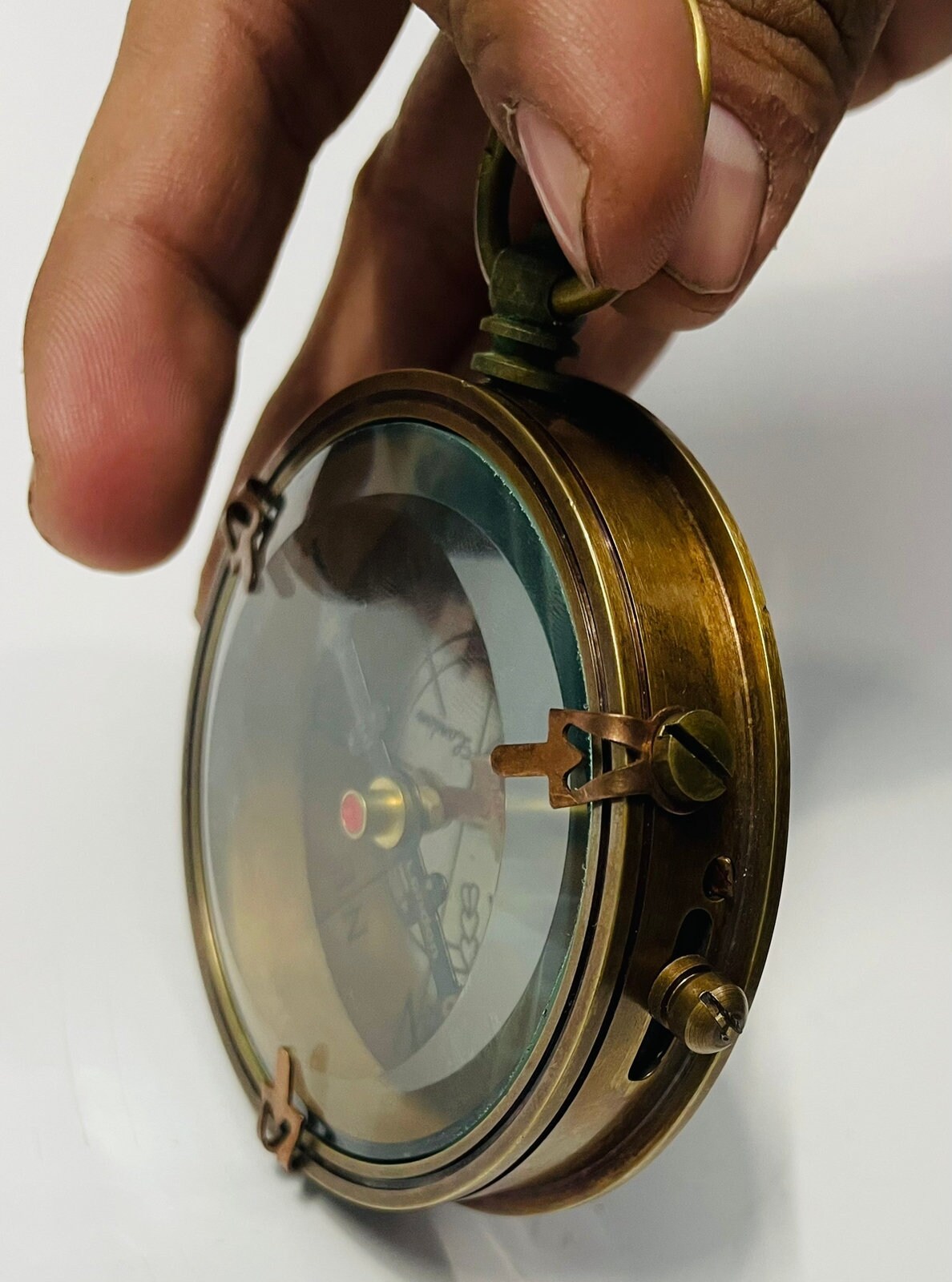 Antique Finish Brass Compass Old Vintage Style Nautical Keychain by ...