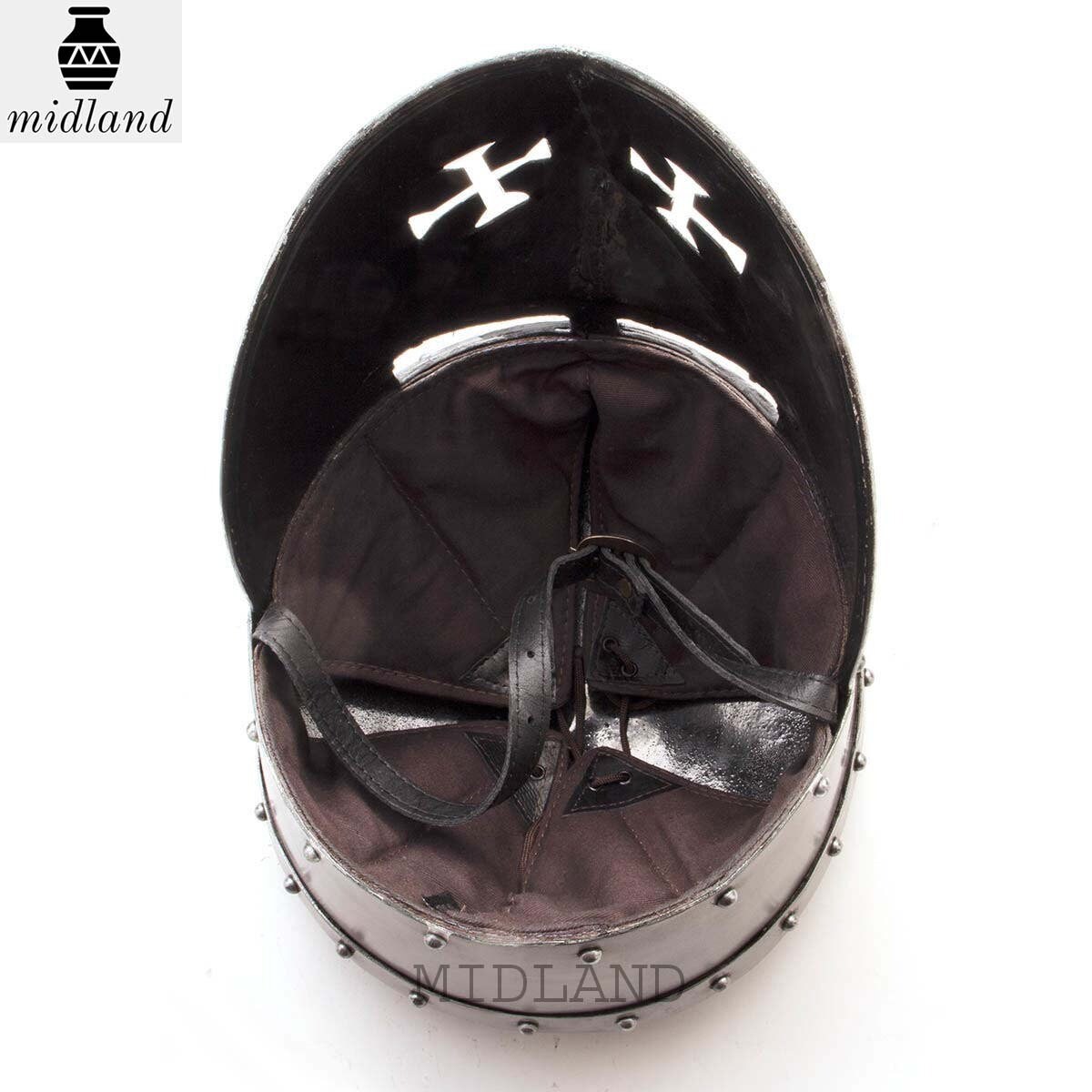 Armory Replicas Crusader 16g Pot Helmet With Templar Face Guard Silver