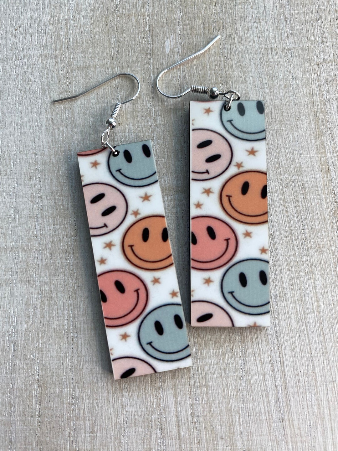 Smiley Face Rectangle Earrings 2 - Etsy