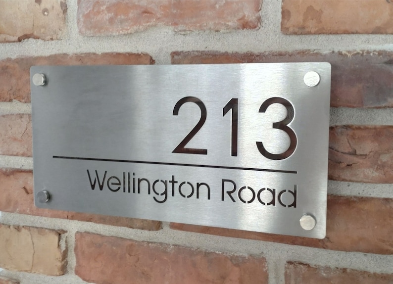 Custom House Sign – Stainless Steel Address Plaque, Modern Door Number ...
