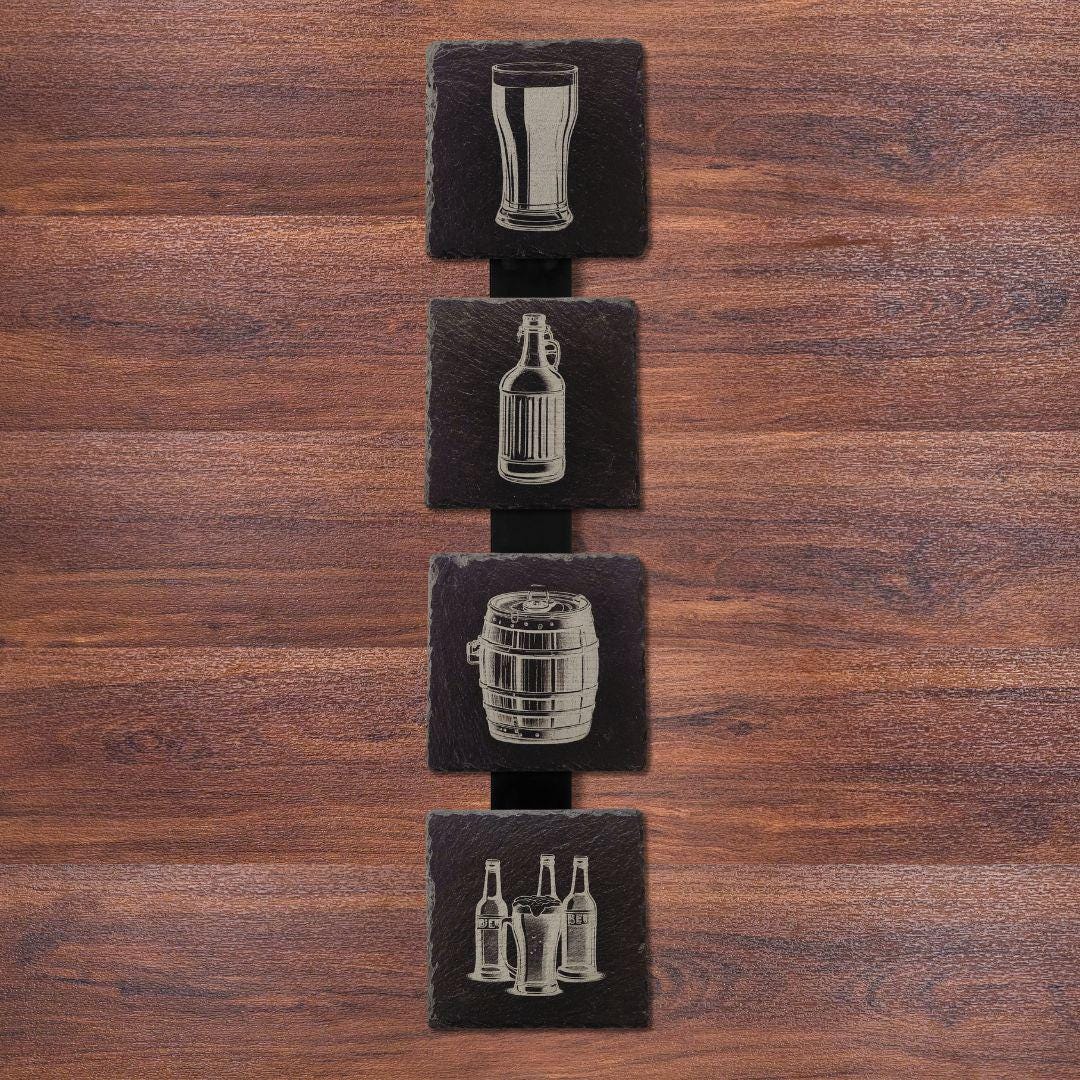 WALL ART COASTER Sets Slate Beer - Etsy