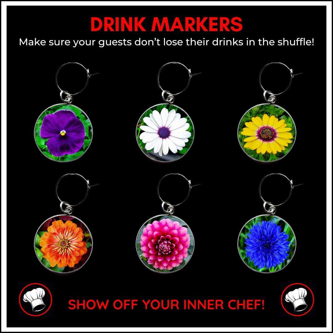 DRINK MARKERS -- Flowers - Etsy