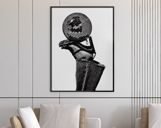 Disco Kicks, Disco Black White Print, Funky Disco Poster, Retro Disco Poster, Preppy Wall Art ...
