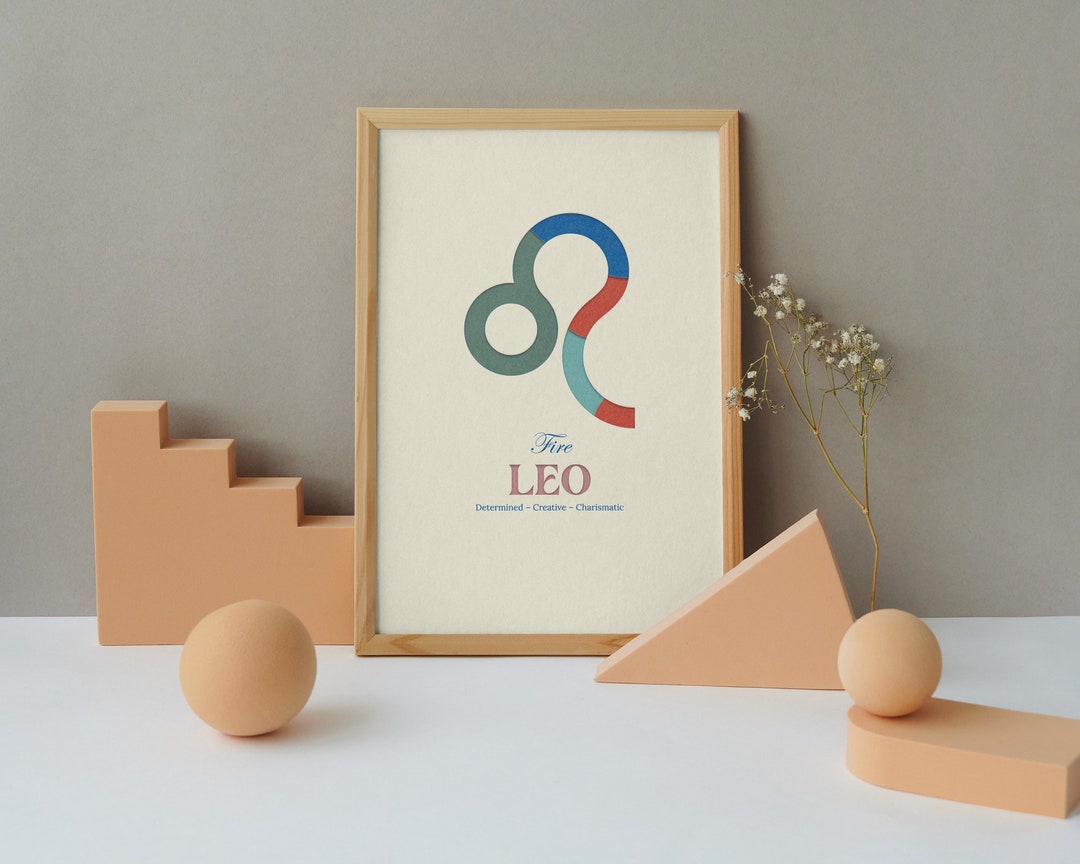 Leo Zodiac Poster, Leo Retro Horoscope Art, Leo Retro Zodiac Wall Print ...