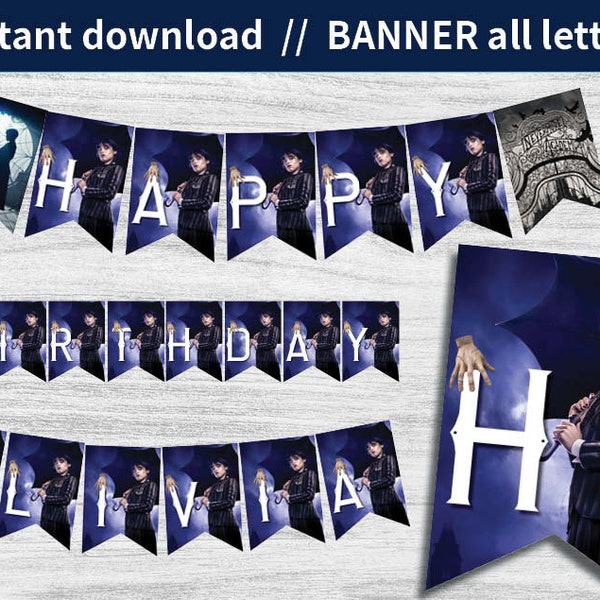 Wednesday Addams Party Banner - Etsy