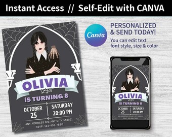 Addams Family Invitation Canva - Etsy