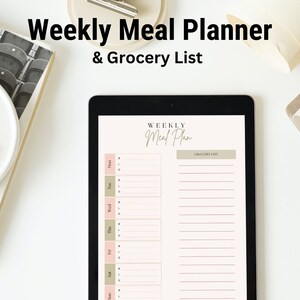 WEEKLY MEAL PLAN & Grocery List, Goodnotes, Notability, Digital Meal ...