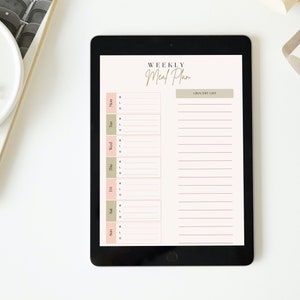 WEEKLY MEAL PLAN & Grocery List, Goodnotes, Notability, Digital Meal ...