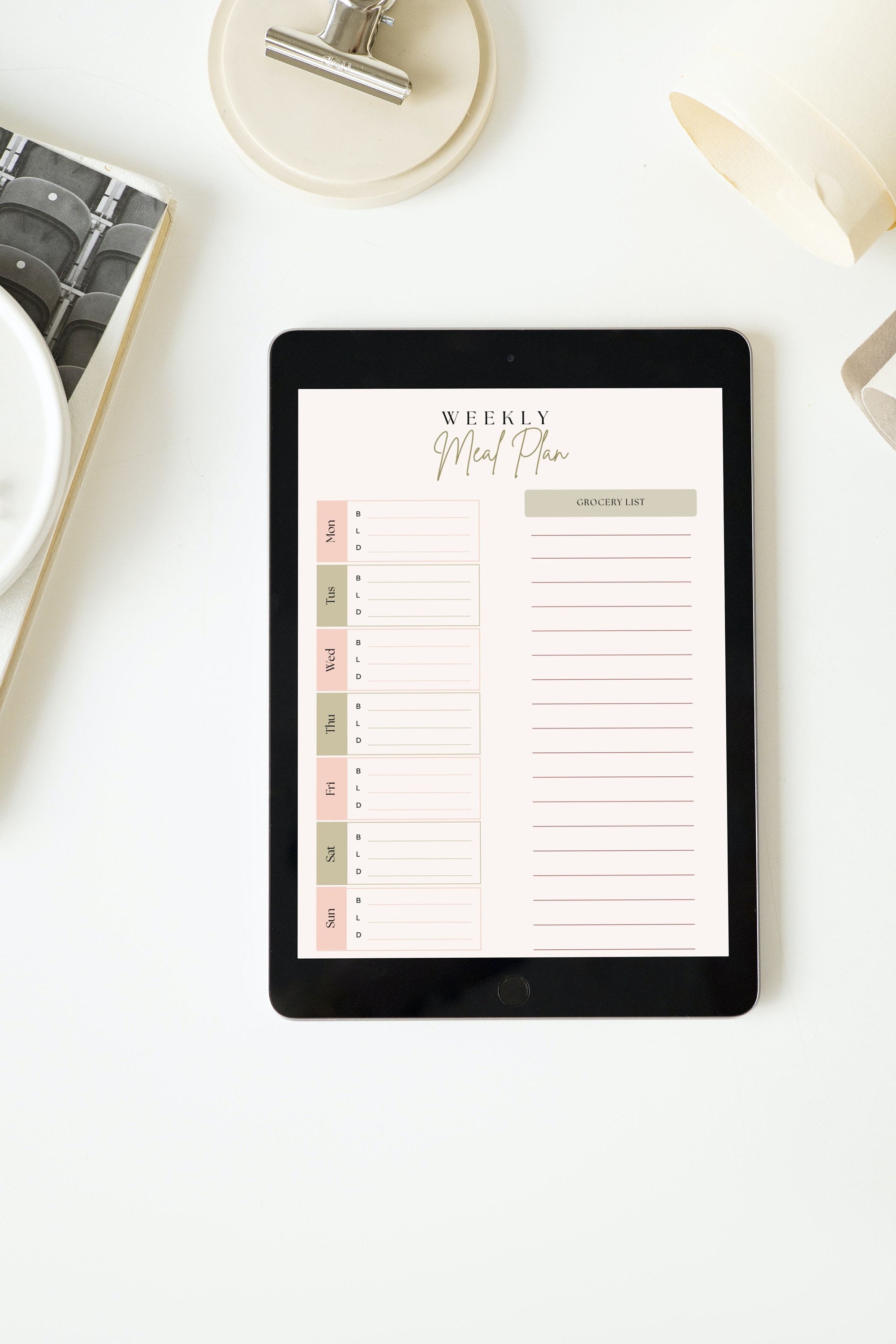 WEEKLY MEAL PLAN & Grocery List, Goodnotes, Notability, Digital Meal ...