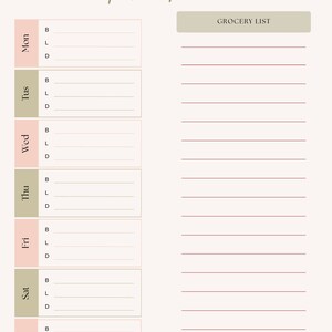 WEEKLY MEAL PLAN & Grocery List, Goodnotes, Notability, Digital Meal ...