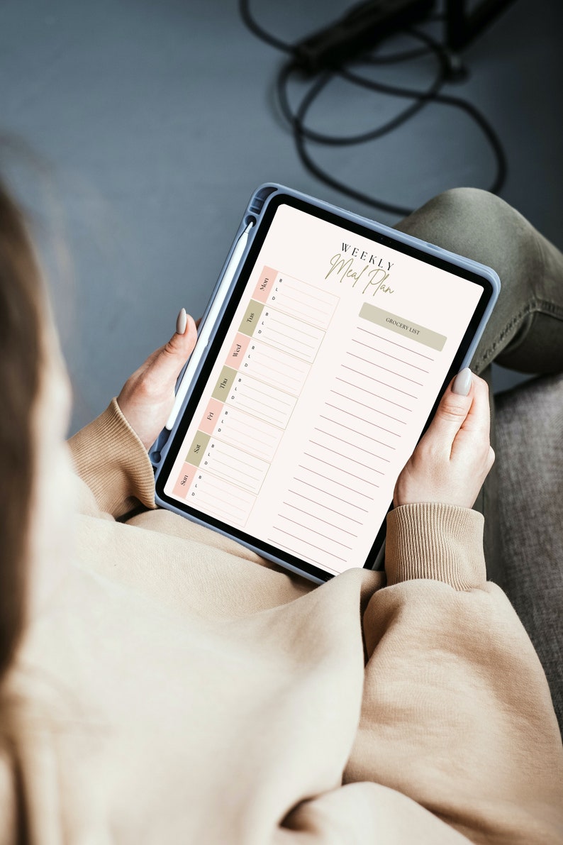 WEEKLY MEAL PLAN & Grocery List, Goodnotes, Notability, Digital Meal ...