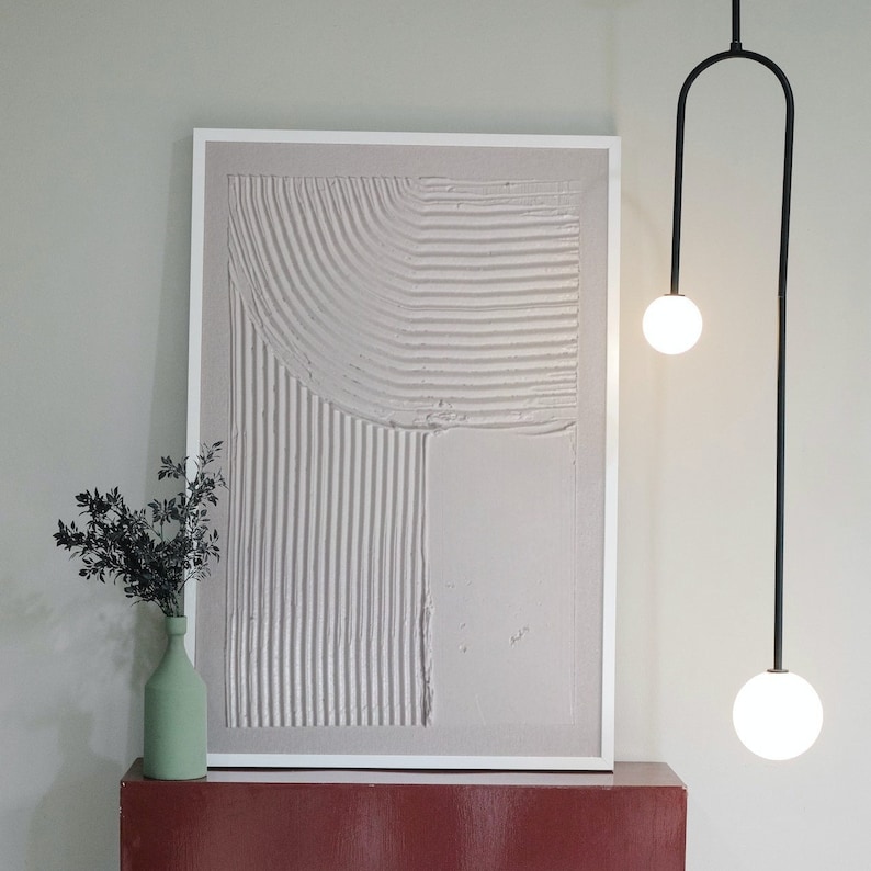 White Textured Plaster Wall Art | Abstract Rainbow Arch | Handcrafted ...
