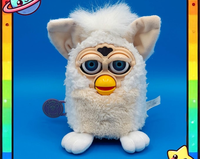 Vintage Curly Lamb Cream Furby Babies 1999 With Blue Eyes 1990s With ...