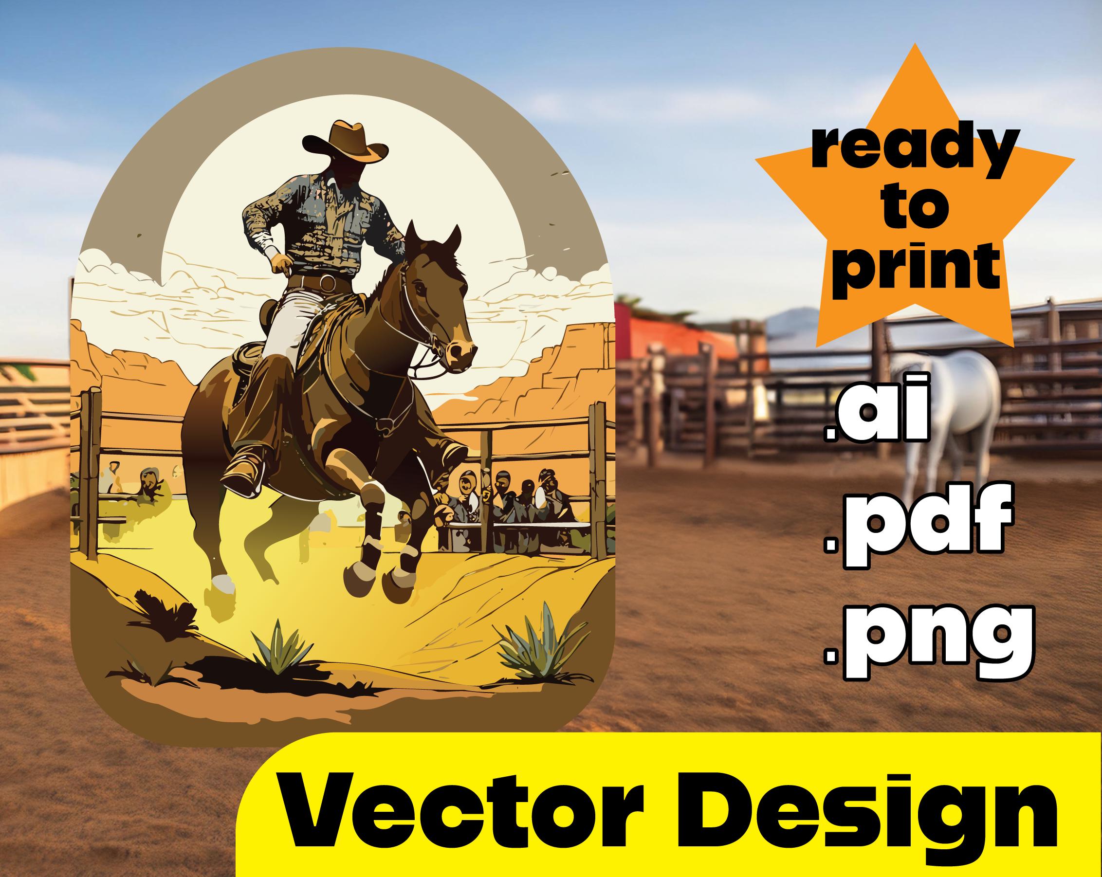 Wild West Rodeo Vector Cowboy Design for Sublimation & Clipart, Western ...