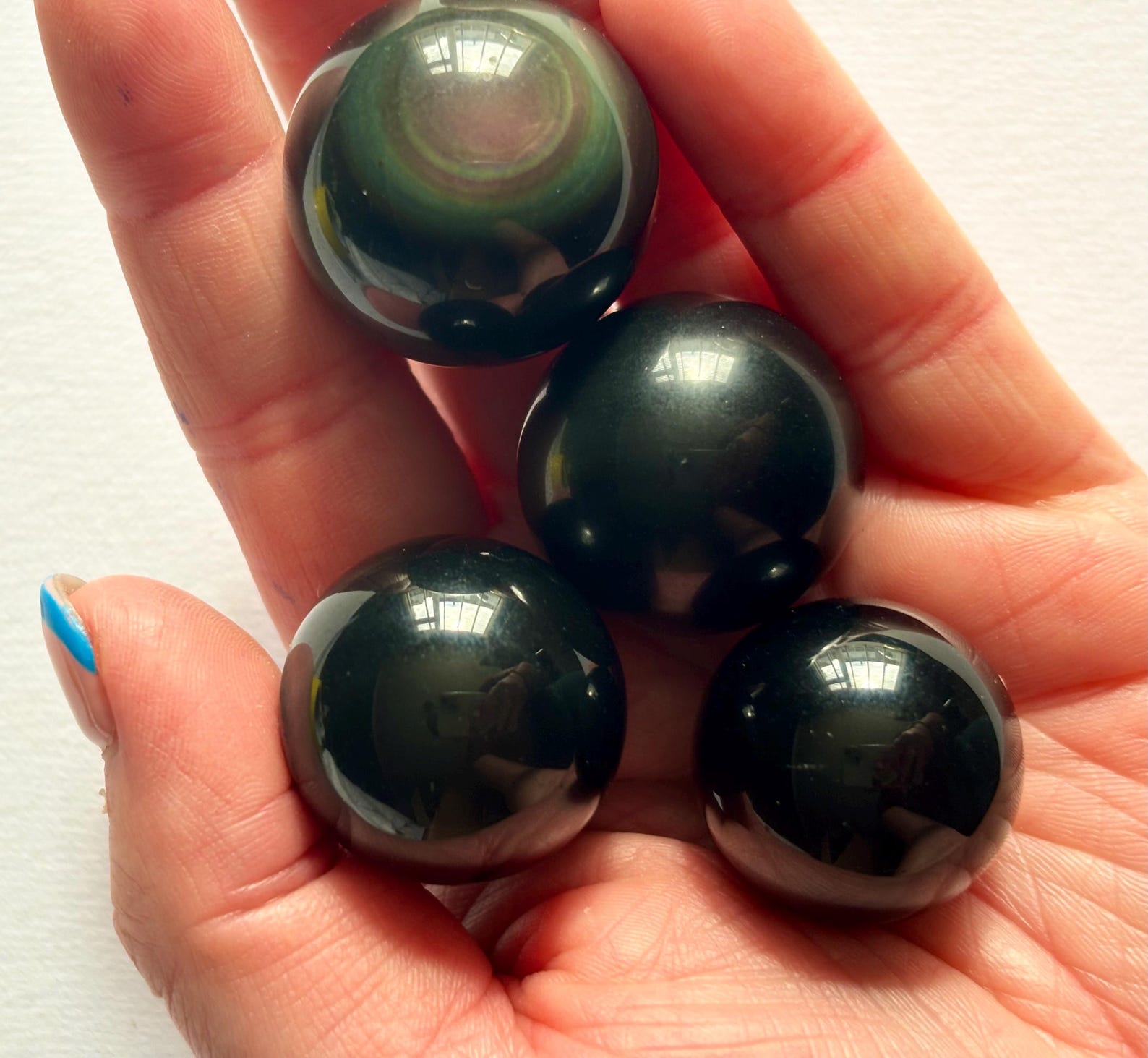 Rainbow Obsidian Spheres, Rainbow Obsidian, Small Spheres, Black ...