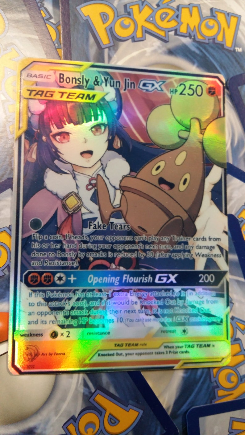 Bonsly & Yun Jin Genshin Impact Tag Team Gx Vmax Ex Shadow Dark Pokemon ...