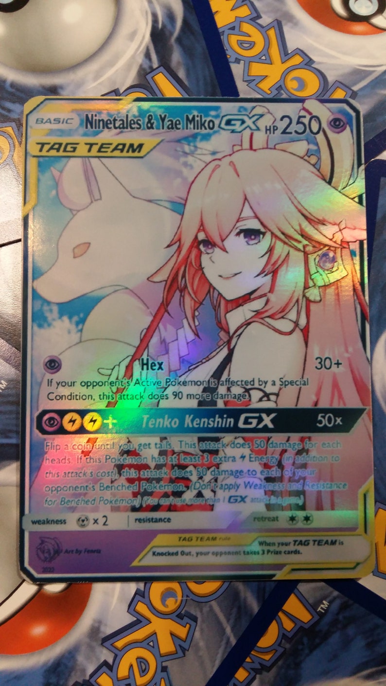 Ninetales & Yae Miko Genshin Impact Tag Team Gx Vmax Ex Shadow Dark ...