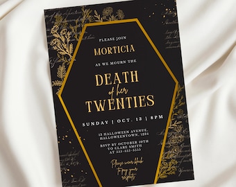 Editable Gothic Death to My 20s Birthday Invitation Template Funeral to ...