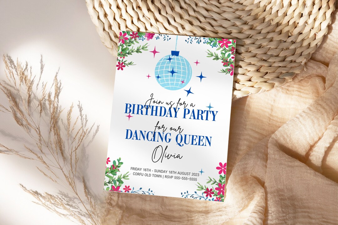Dancing Queen Birthday Party Invitation Editable Download - Etsy UK