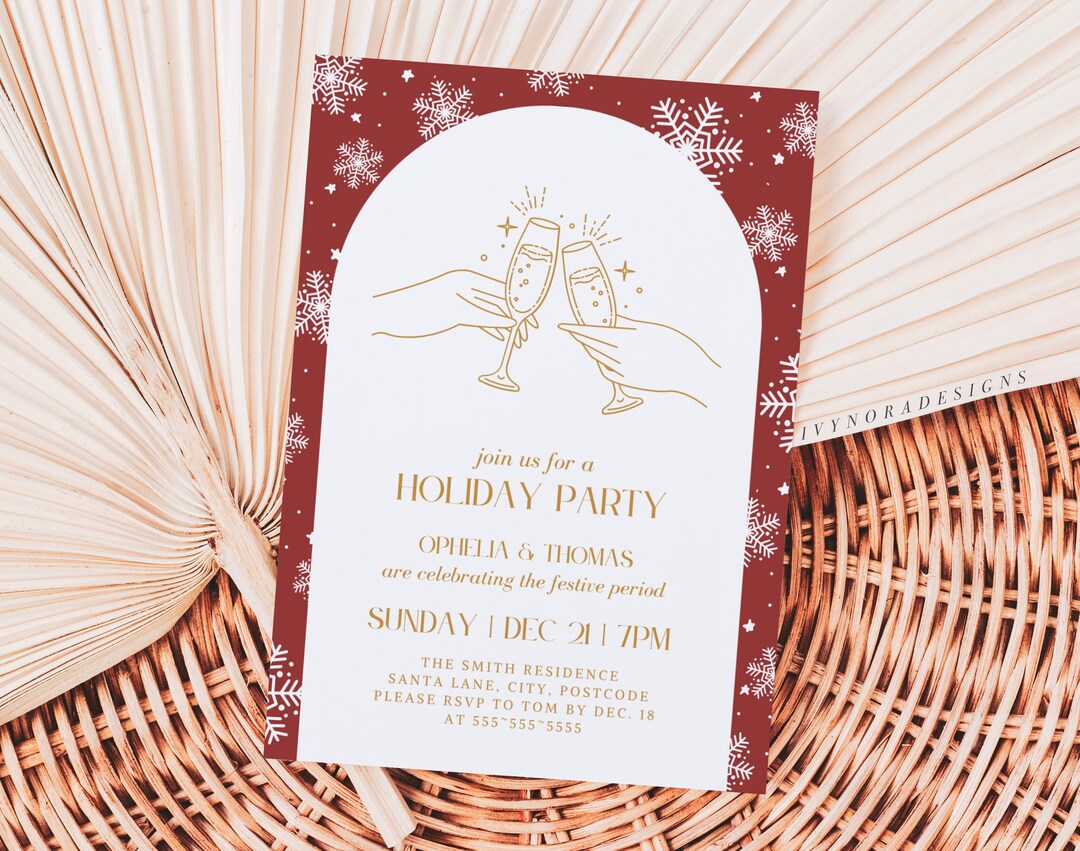 Christmas Cocktail Party Invitation Template Holiday Party Invite ...