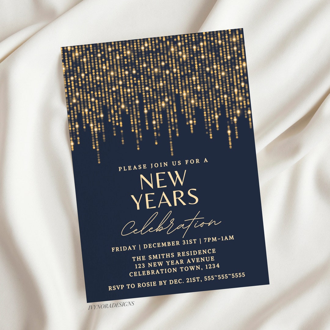 Printable New Year's Invitation New Years 2024 Party Invite Template ...