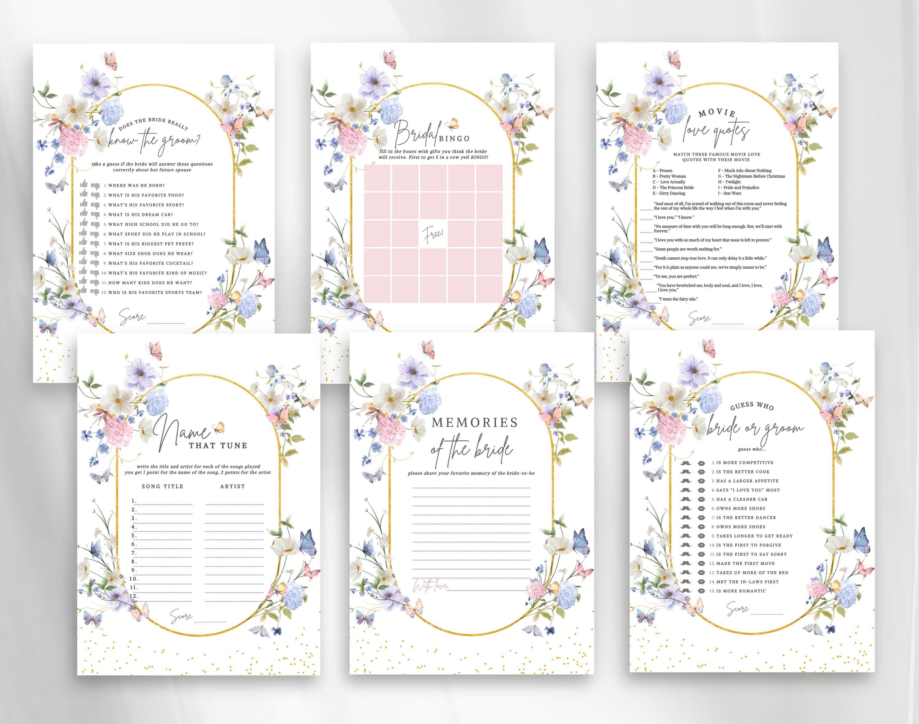 15 Wildflower Bridal Shower Games Download Editable Wildflower Lifetime ...