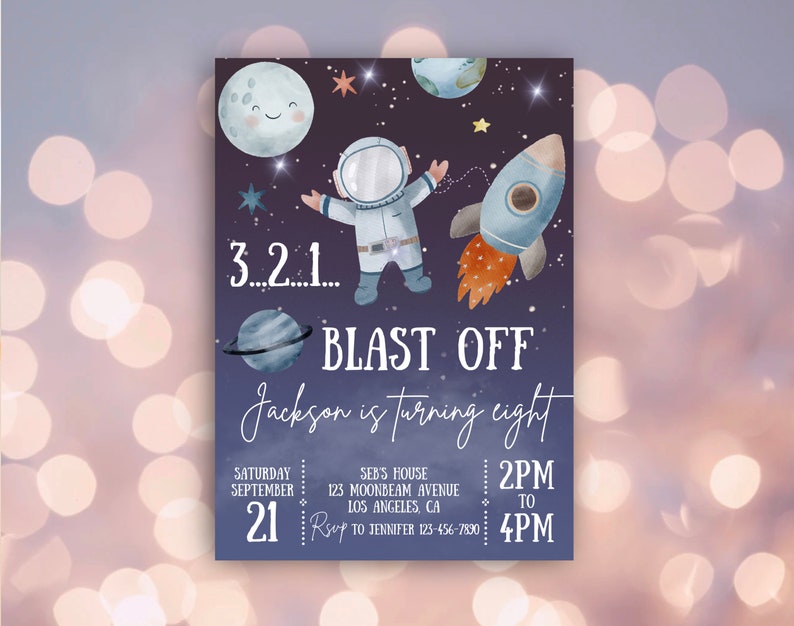 Blast off Birthday Invitation Template Rocket Ship Space Birthday Party ...