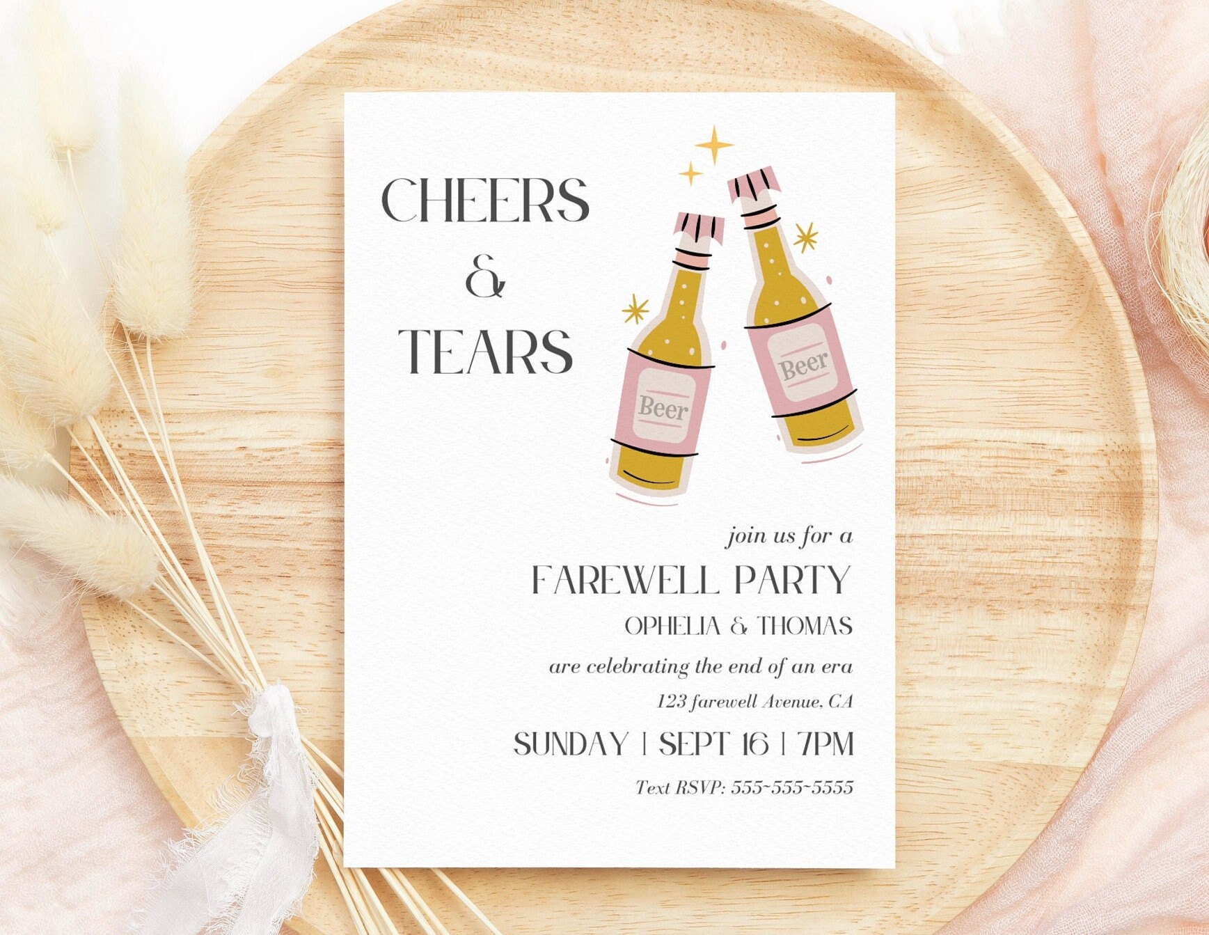 Beer Going Away Party Invitation Editable Template Modern Farewell ...