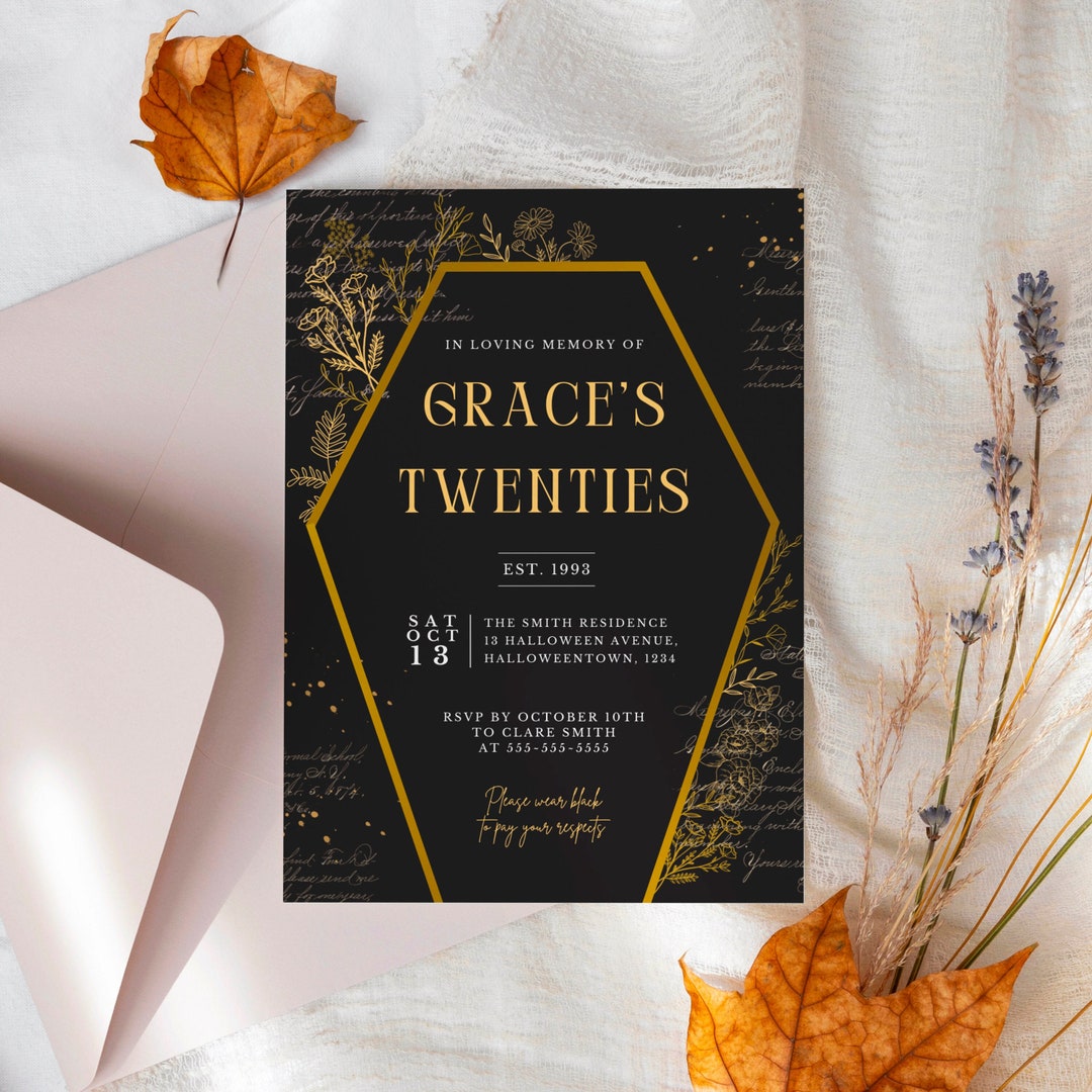 Gothic Death to My Twenties 30th Birthday Party Invitation Template RIP ...
