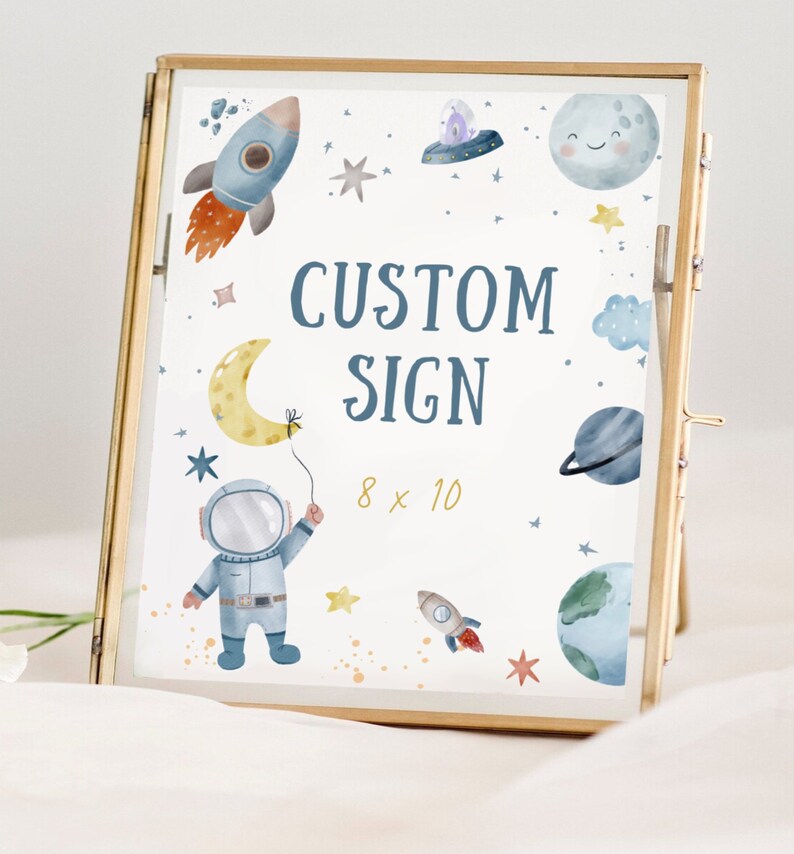 Space Themed Custom Birthday Sign Template Editable Space Birthday ...