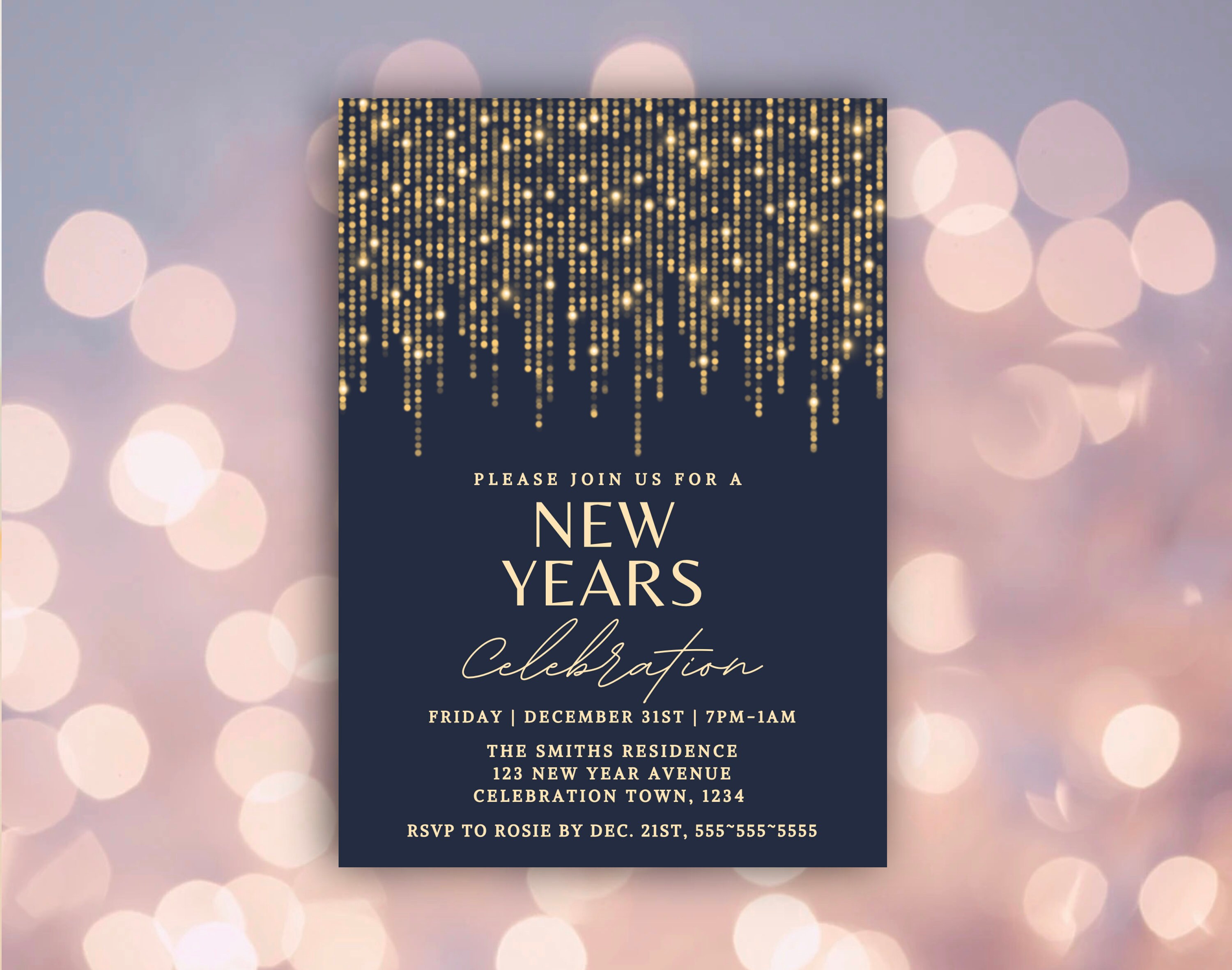 Printable New Year's Invitation New Years 2024 Party Invite Template ...