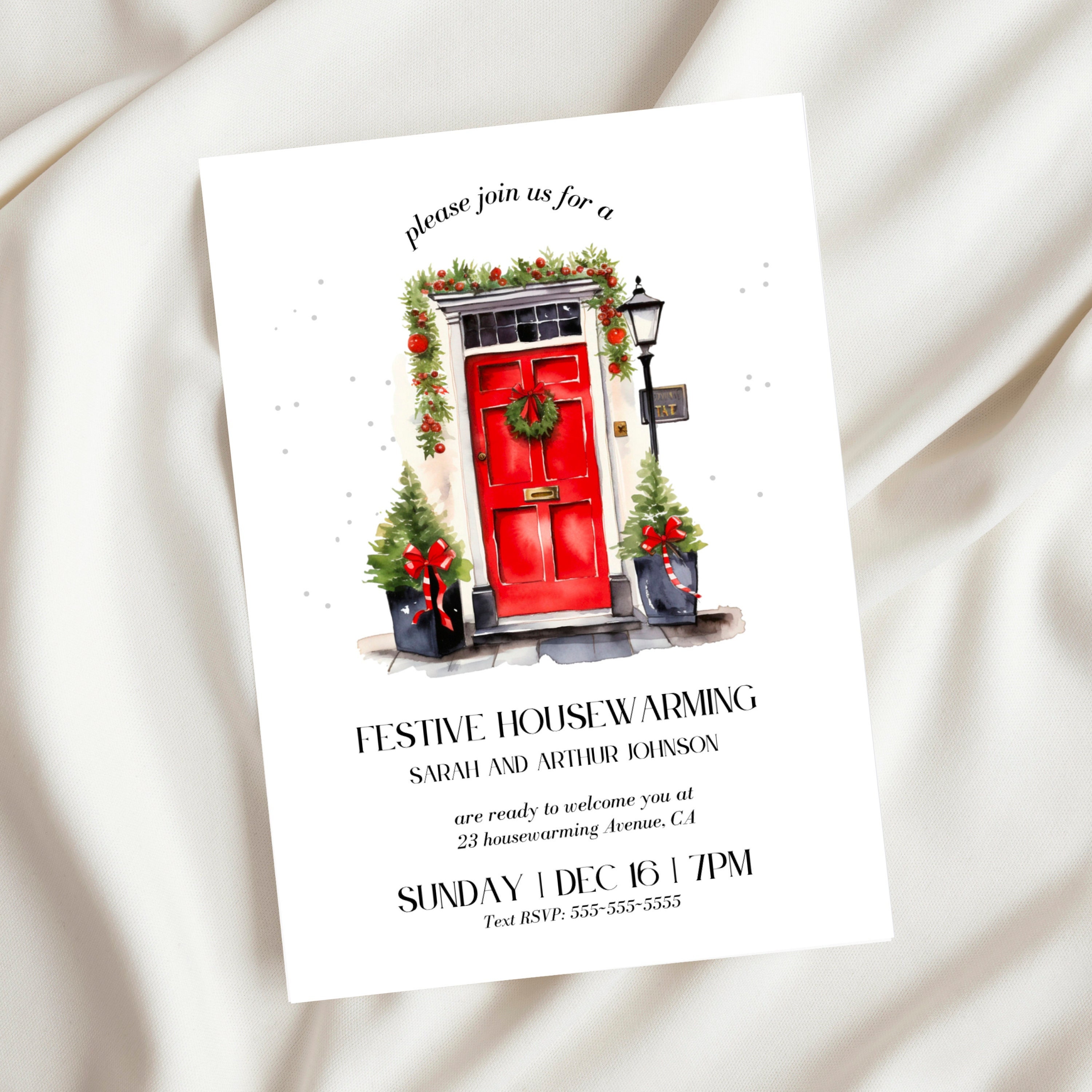 Festive Housewarming Party Invitation Template Printable Christmas Home ...