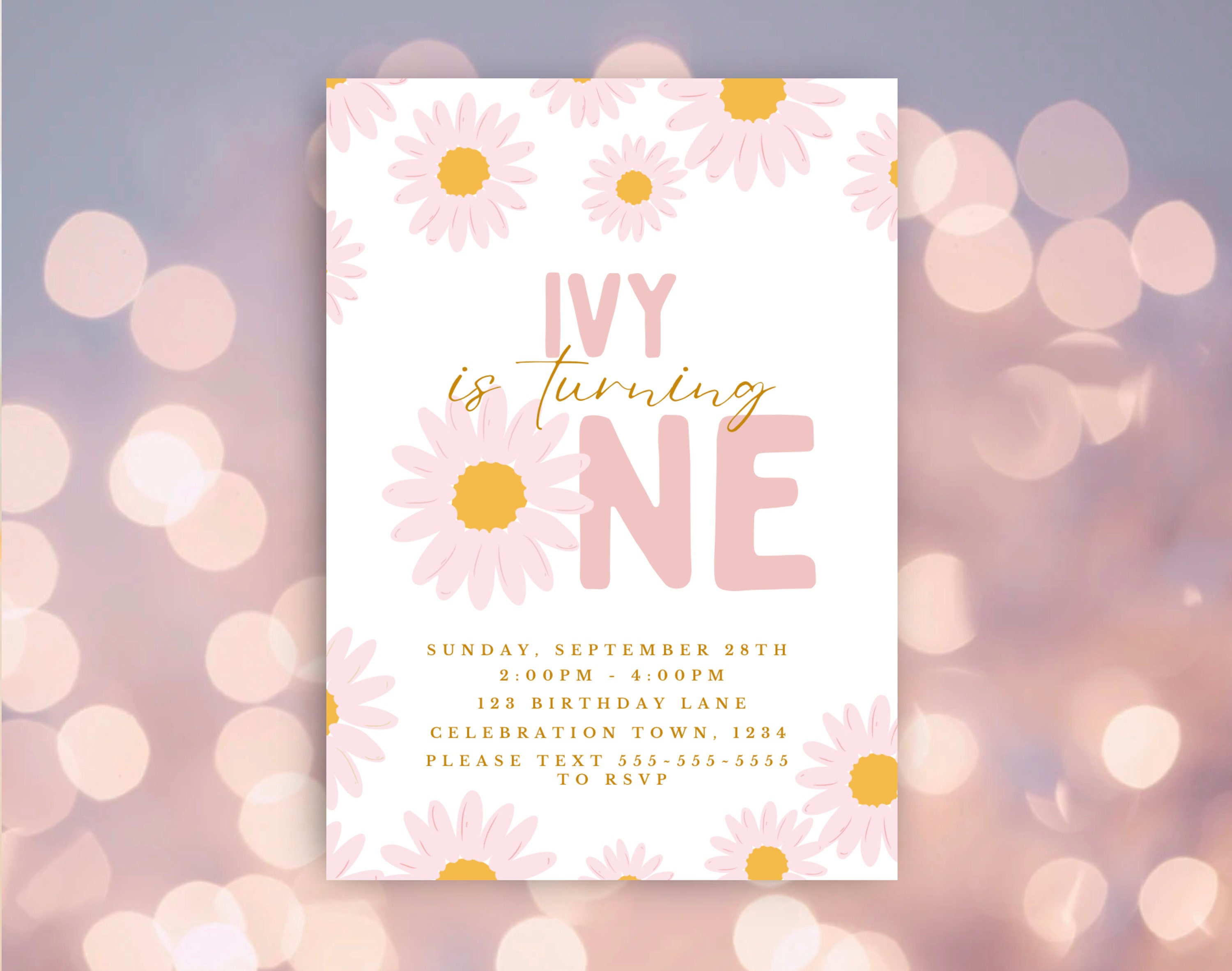 Daisy 1st Birthday Party Invitation Boho Daisy Wild One 1st Birthday ...