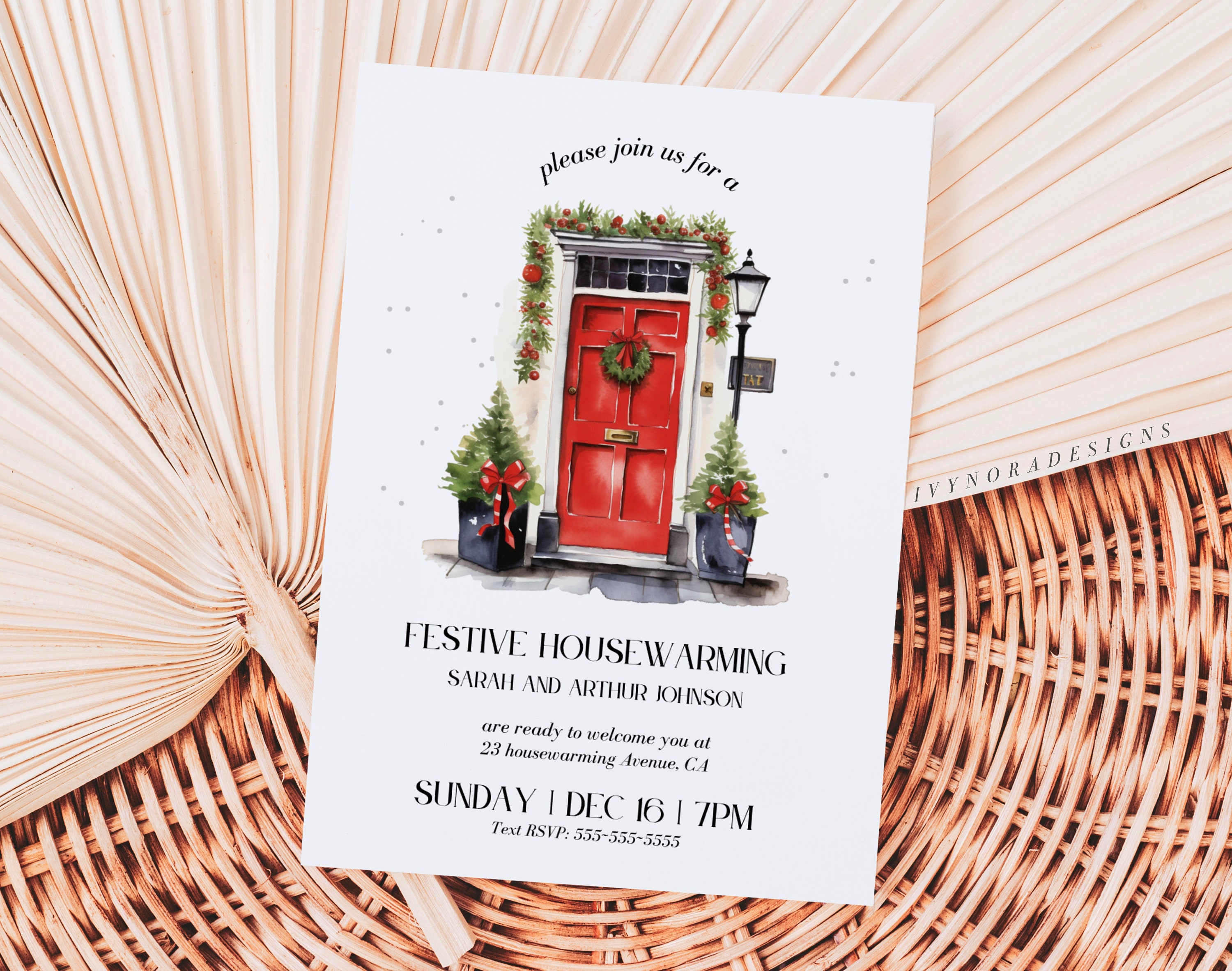 Festive Housewarming Party Invitation Template Printable Christmas Home ...