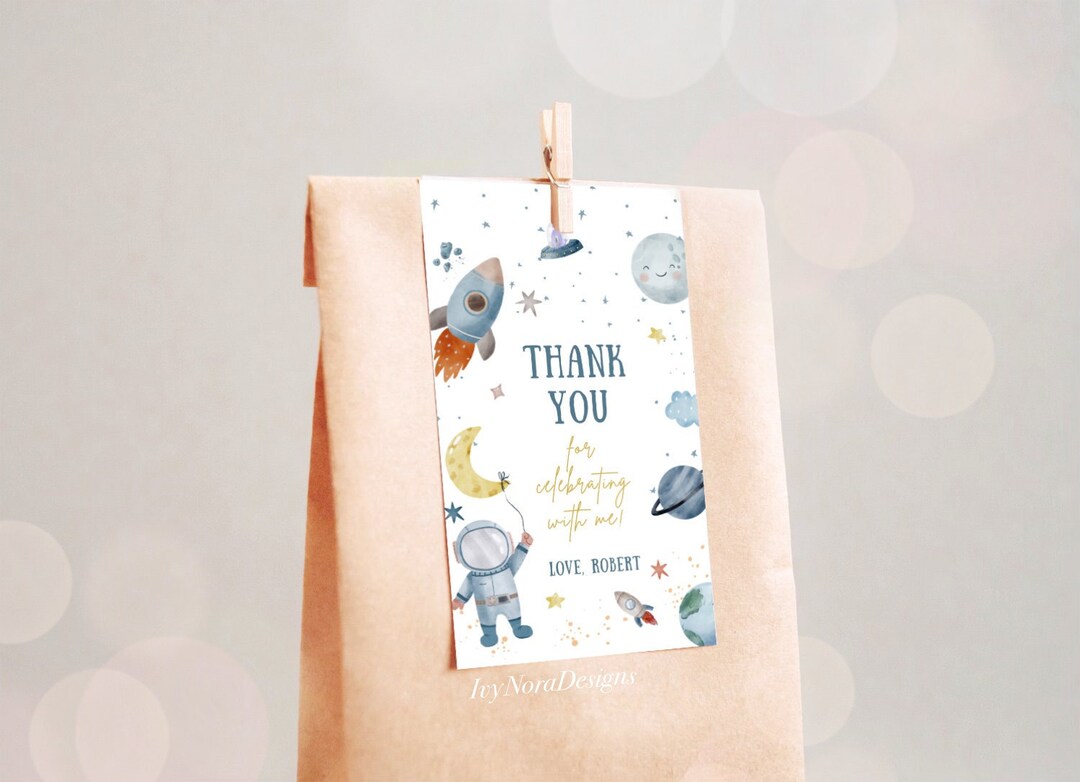 Space Birthday Tag Two the Moon Astronaut Pace Themed Birthday Party ...