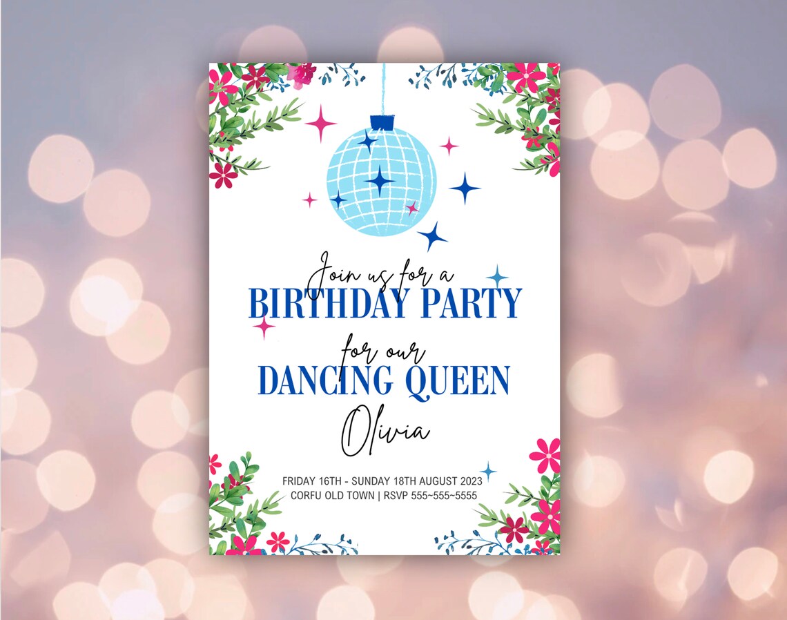 Dancing Queen Birthday Party Invitation Editable Download - Etsy UK