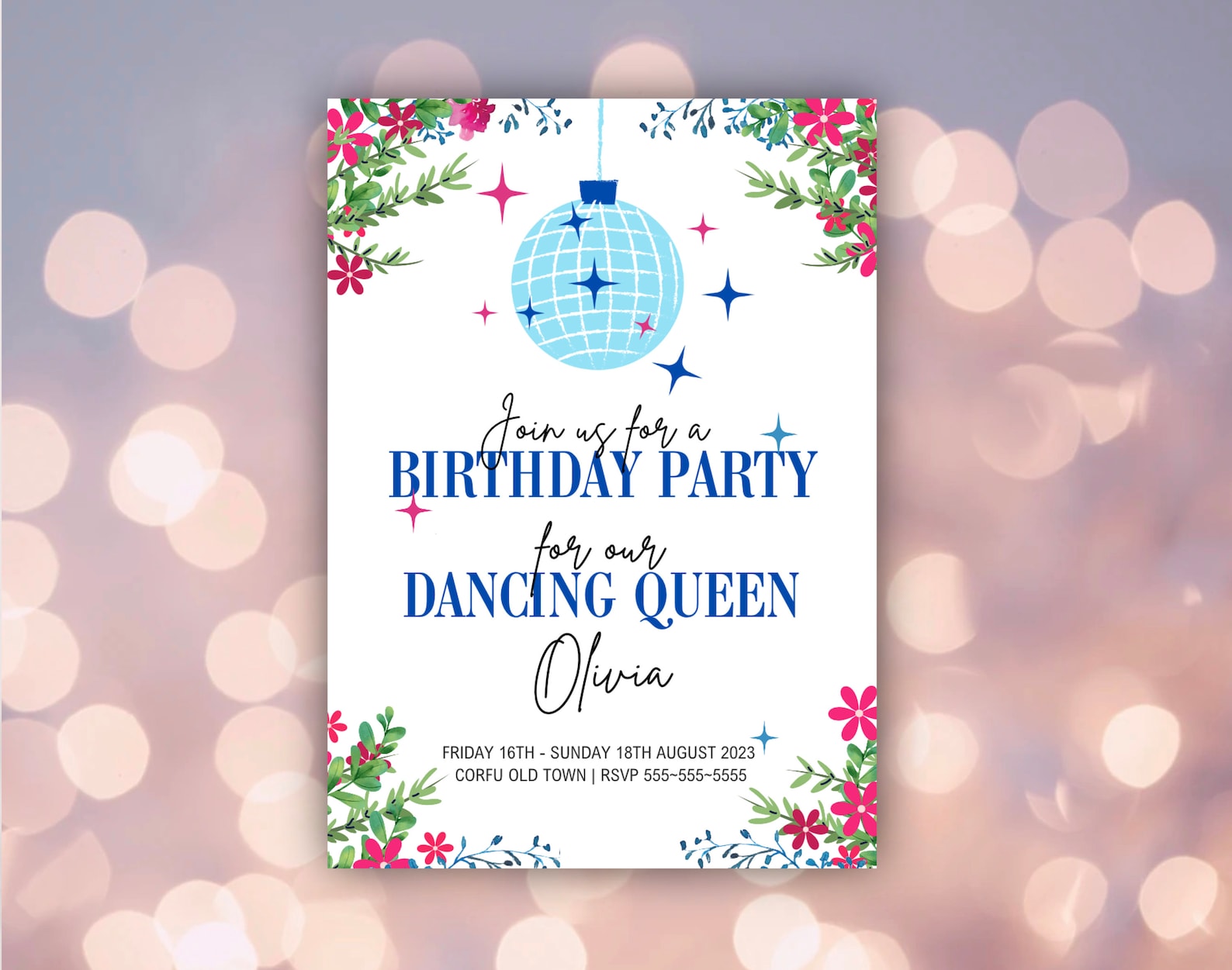Dancing Queen Birthday Party Invitation Editable Download - Etsy UK