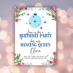 Dancing Queen Birthday Party Invitation Editable Download - Etsy UK